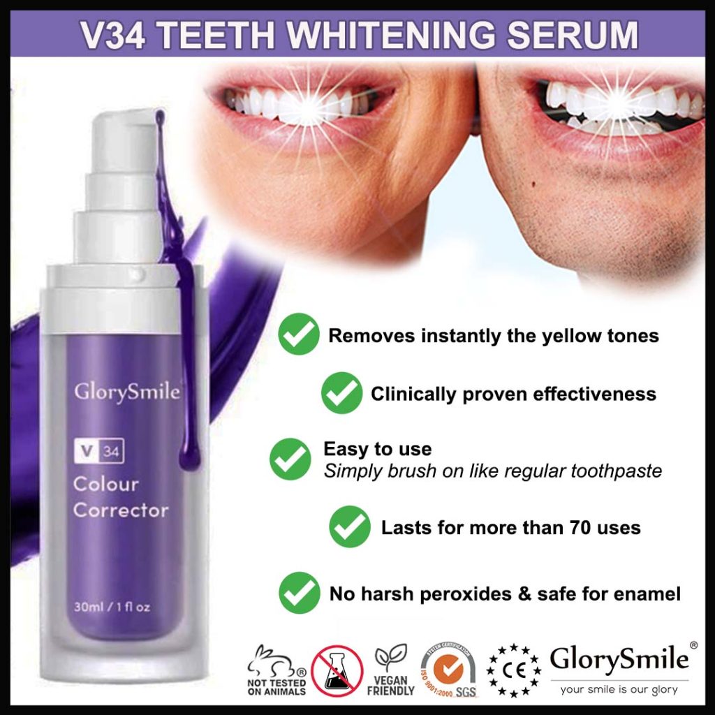 V34 Teeth Whitening Serum - GlorySmile No1 Oral Care Products